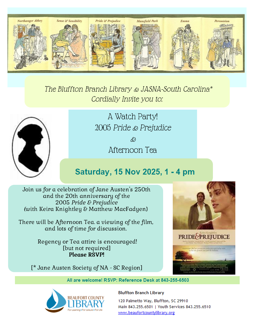 Next Meeting! It’s all about Jane Austen and ‘Pride and Prejudice ...